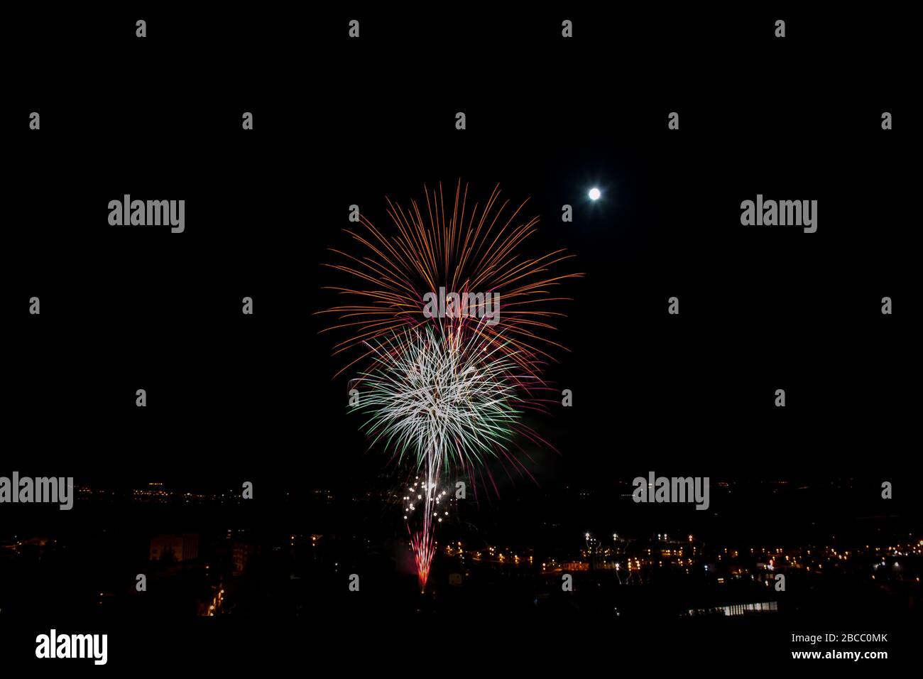 Fireworks in the city Stock Photo - Alamy