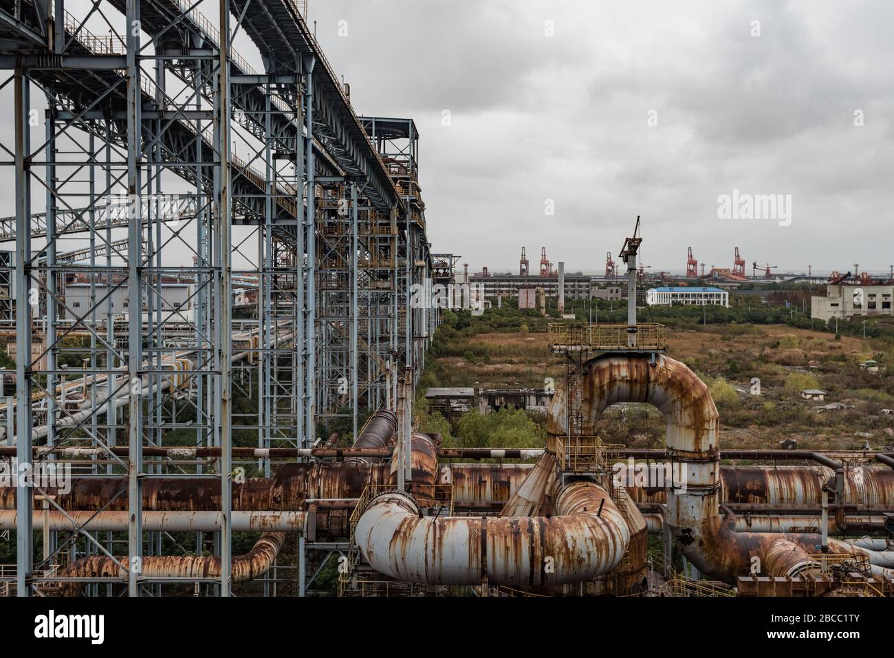 scene and details of an abandoned steel furnace building Stock Photo ...