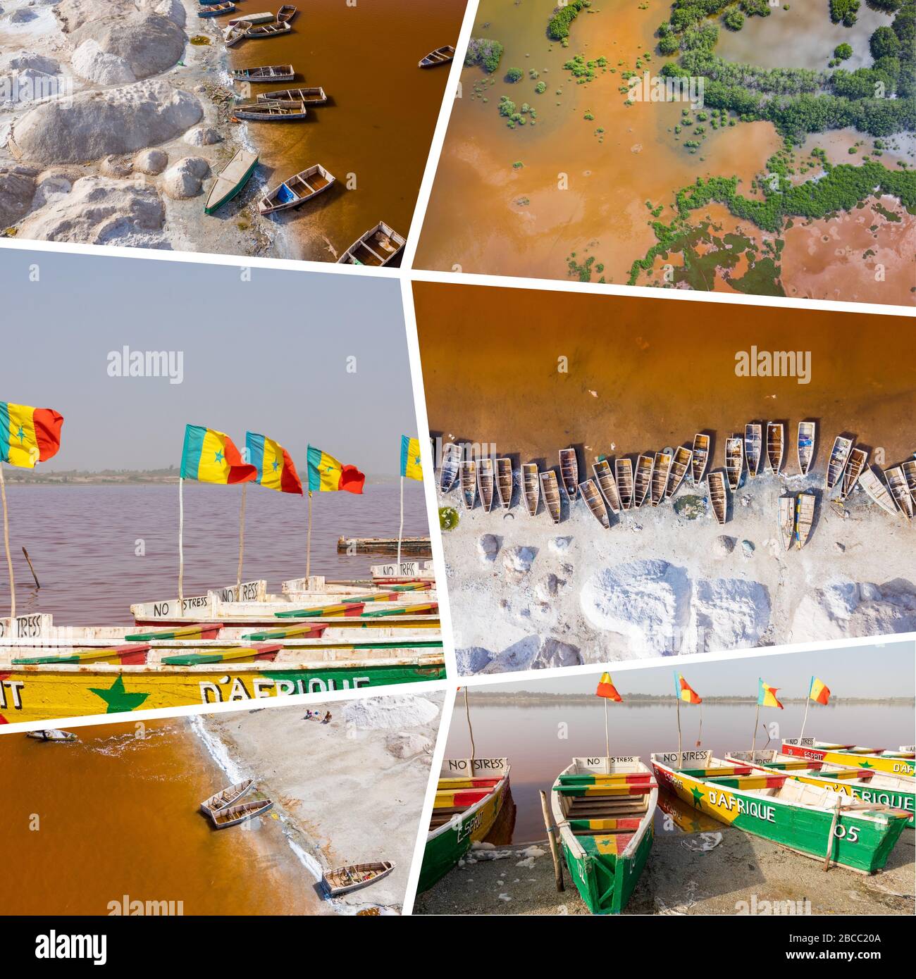 Collage of popular tourist destinations in Senegal. Travel background ...
