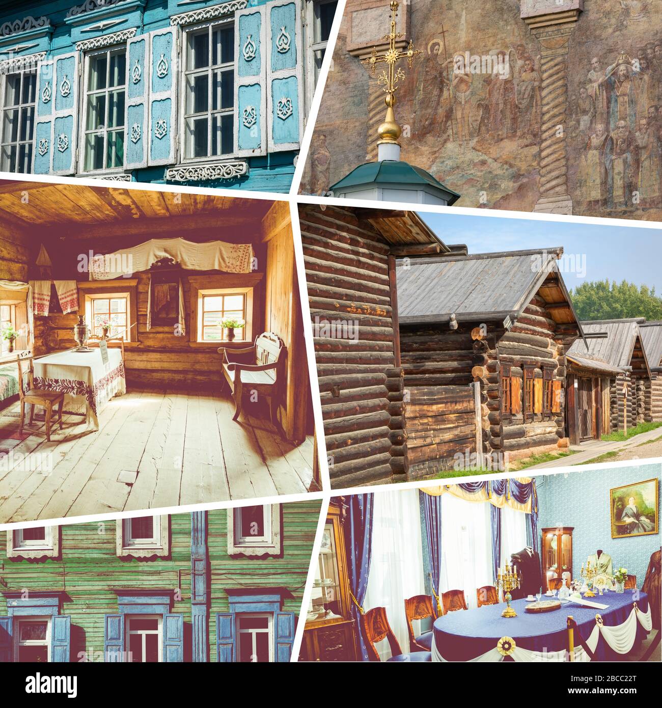 Collage of popular tourist destinations in Irkutsk, Siberia. Travel ...