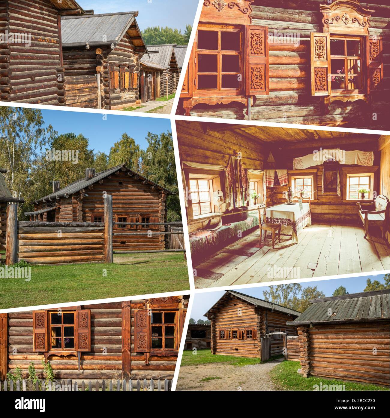 Collage of popular tourist destinations in Irkutsk, Siberia. Travel ...