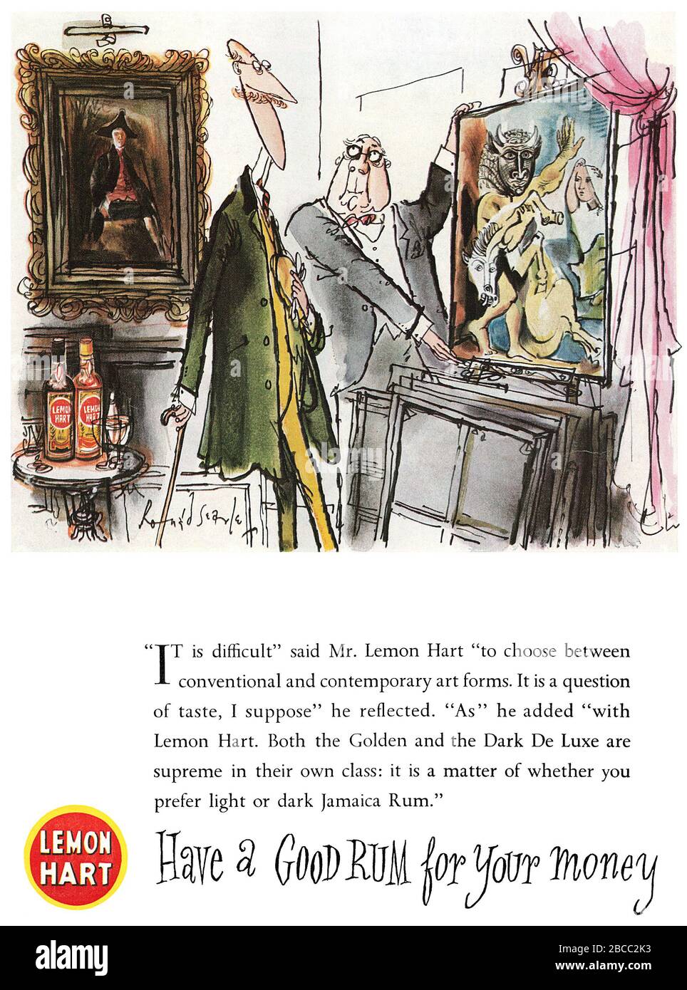 1961 British advertisement for Lemon Hart rum illustrated by Ronald ...