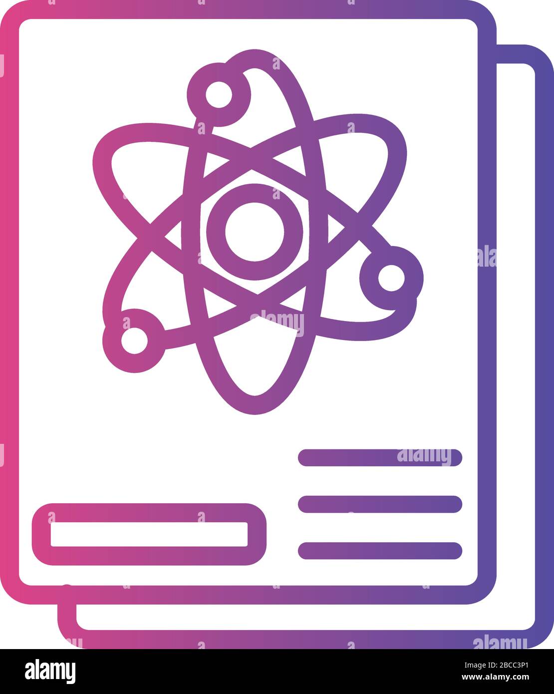 atom medical symbol in document linear gradient style icon Stock Vector ...