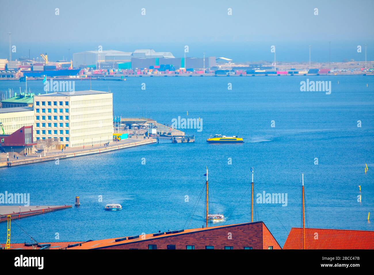 View of Copenhagen port with containers Stock Photo - Alamy