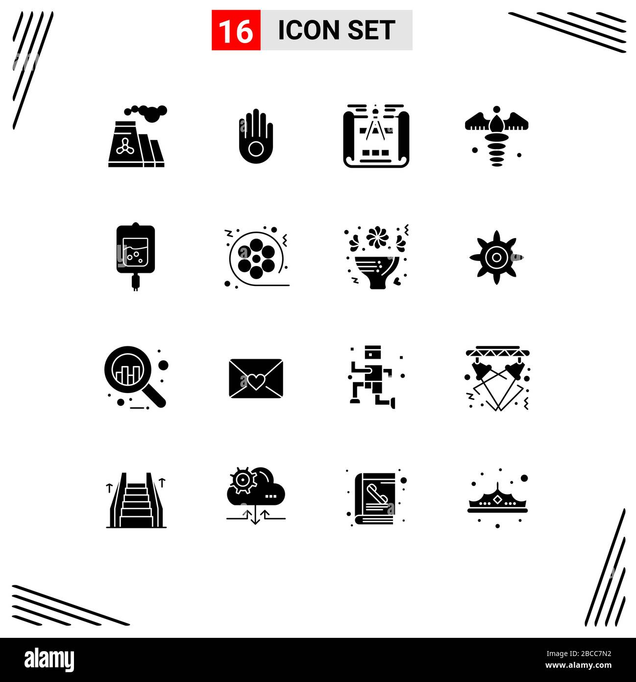 Stock Vector Icon Pack of 16 Line Signs and Symbols for samples, test ...