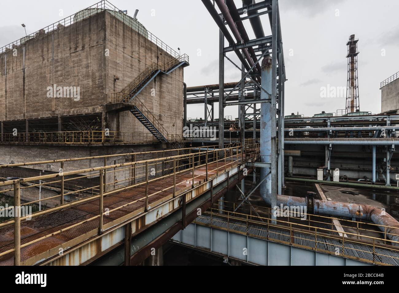 scene and details of an abandoned steel furnace building Stock Photo ...