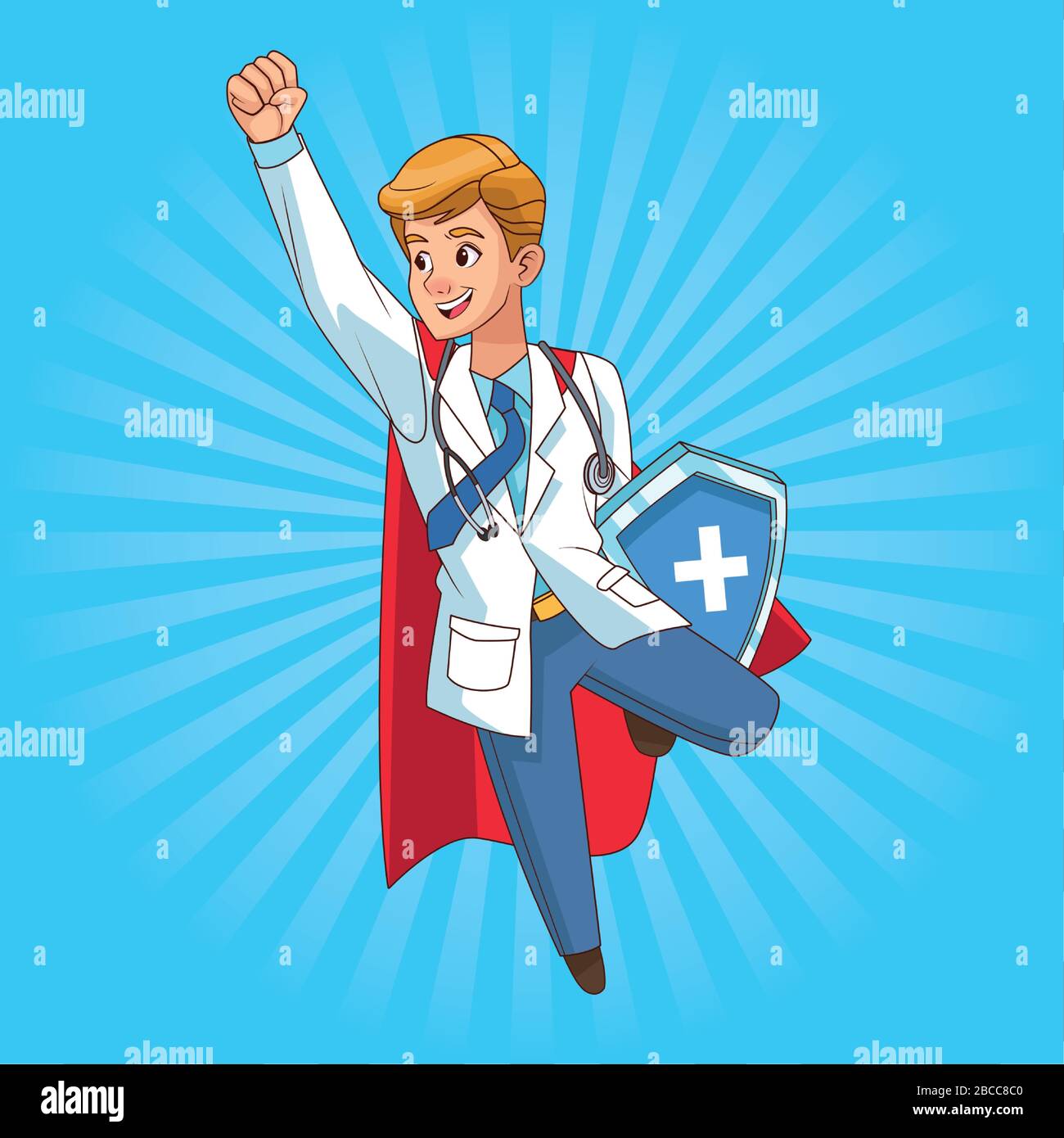 super doctor flying with shield Stock Vector Image & Art - Alamy