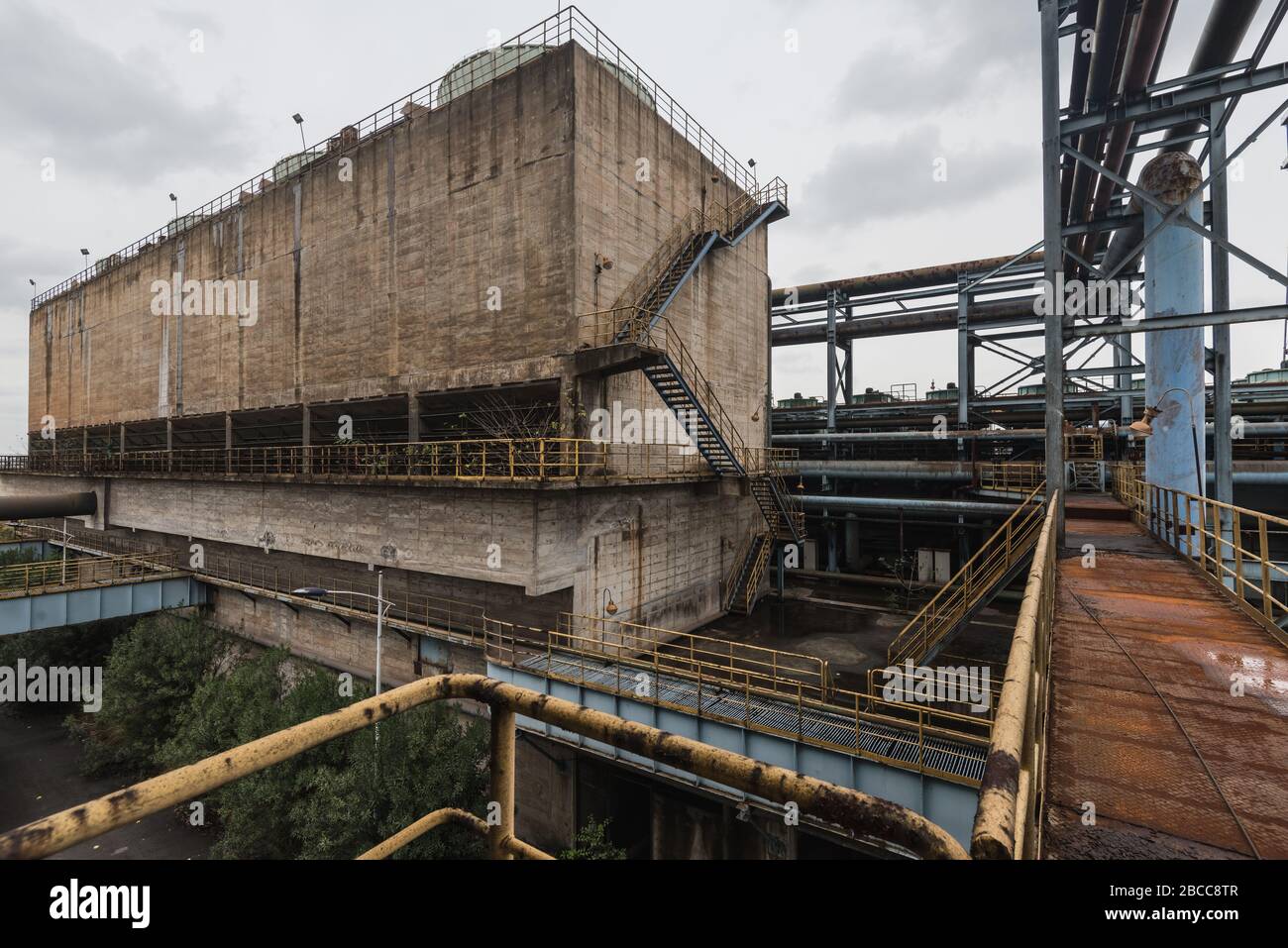 scene and details of an abandoned steel furnace building Stock Photo ...