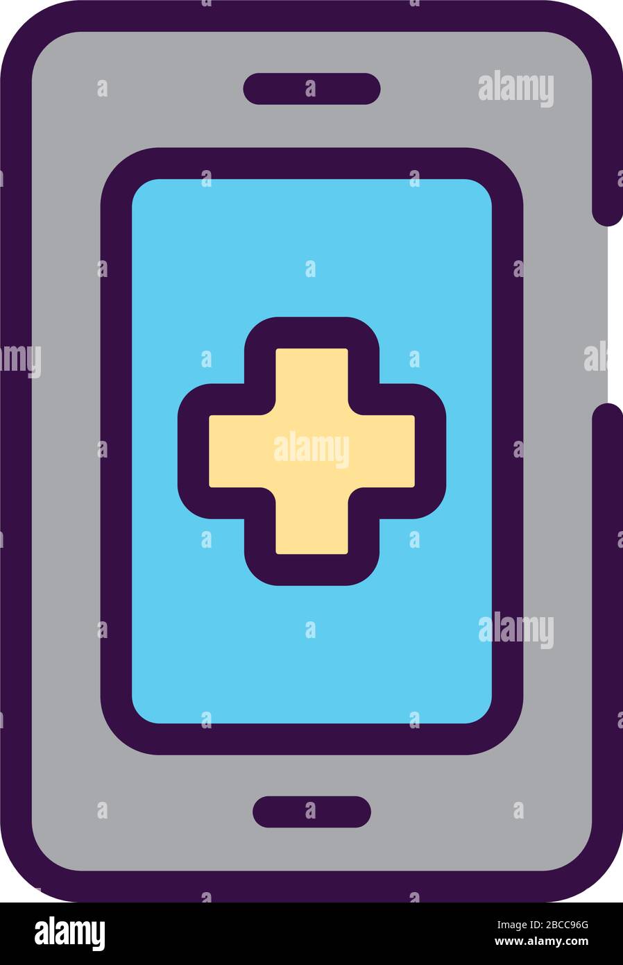 healthcare concept, smartphone with medical app icon over white ...