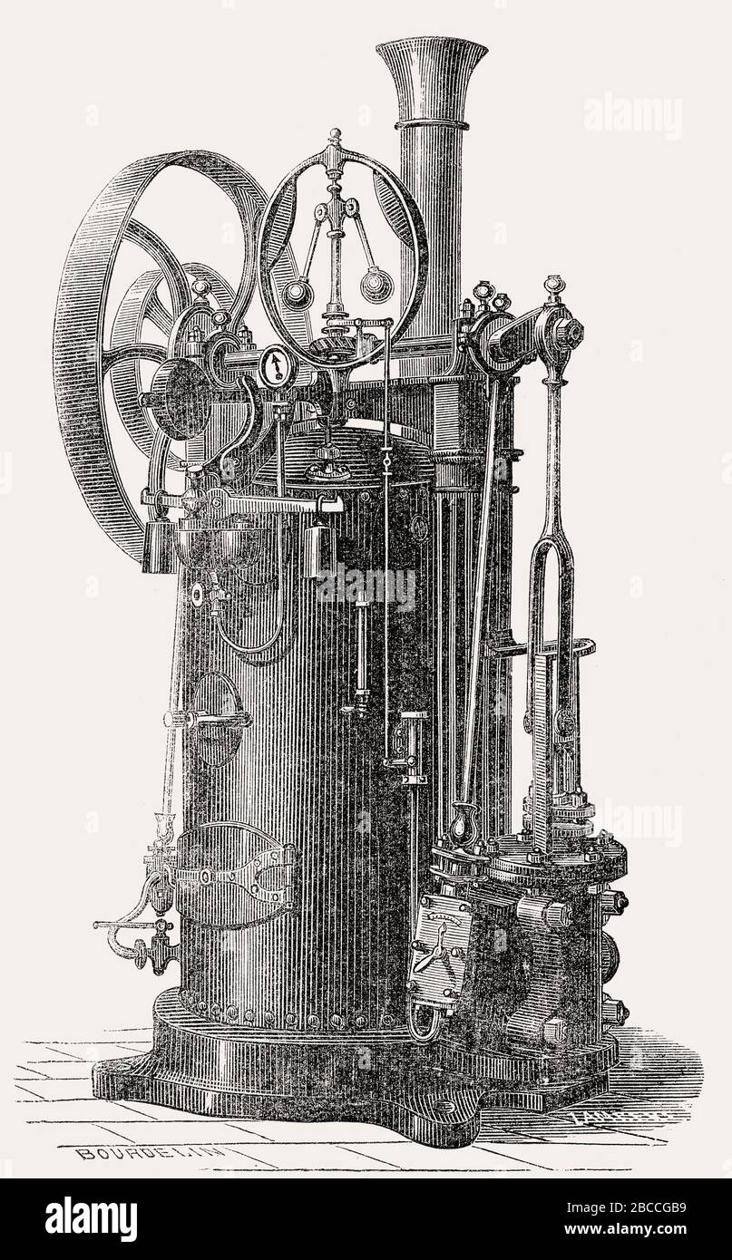 Transportable steam engine by M. Hermann-Lachapelle, 1862 Stock Photo ...