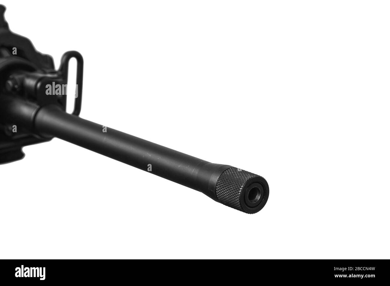 Modern automatic carbine with collimator sight isolate on white ...