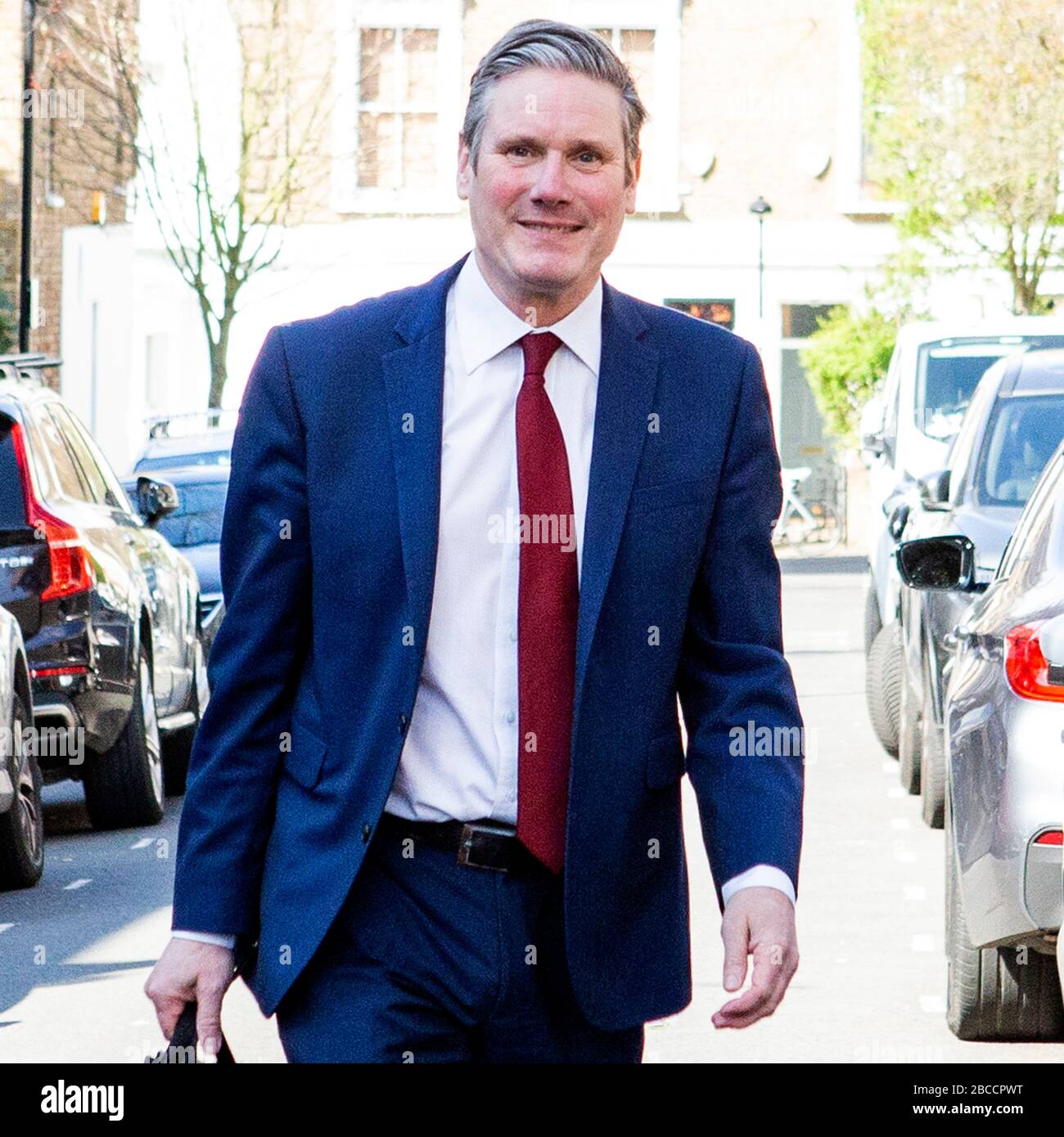 The new Labour Leader sir Kier Starmer leaves his home in North London ...