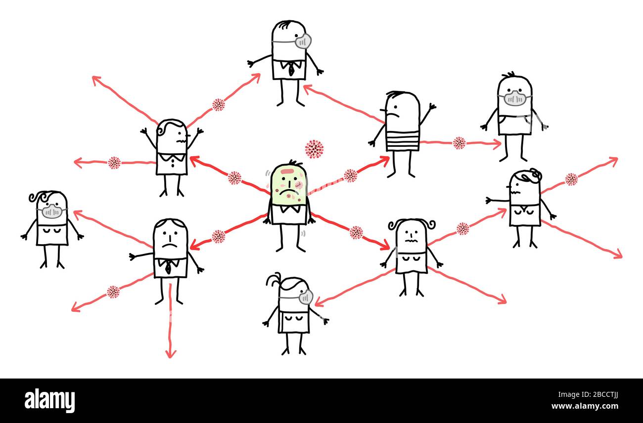 Cartoon people quickly infected with a Virus Stock Vector Image & Art ...