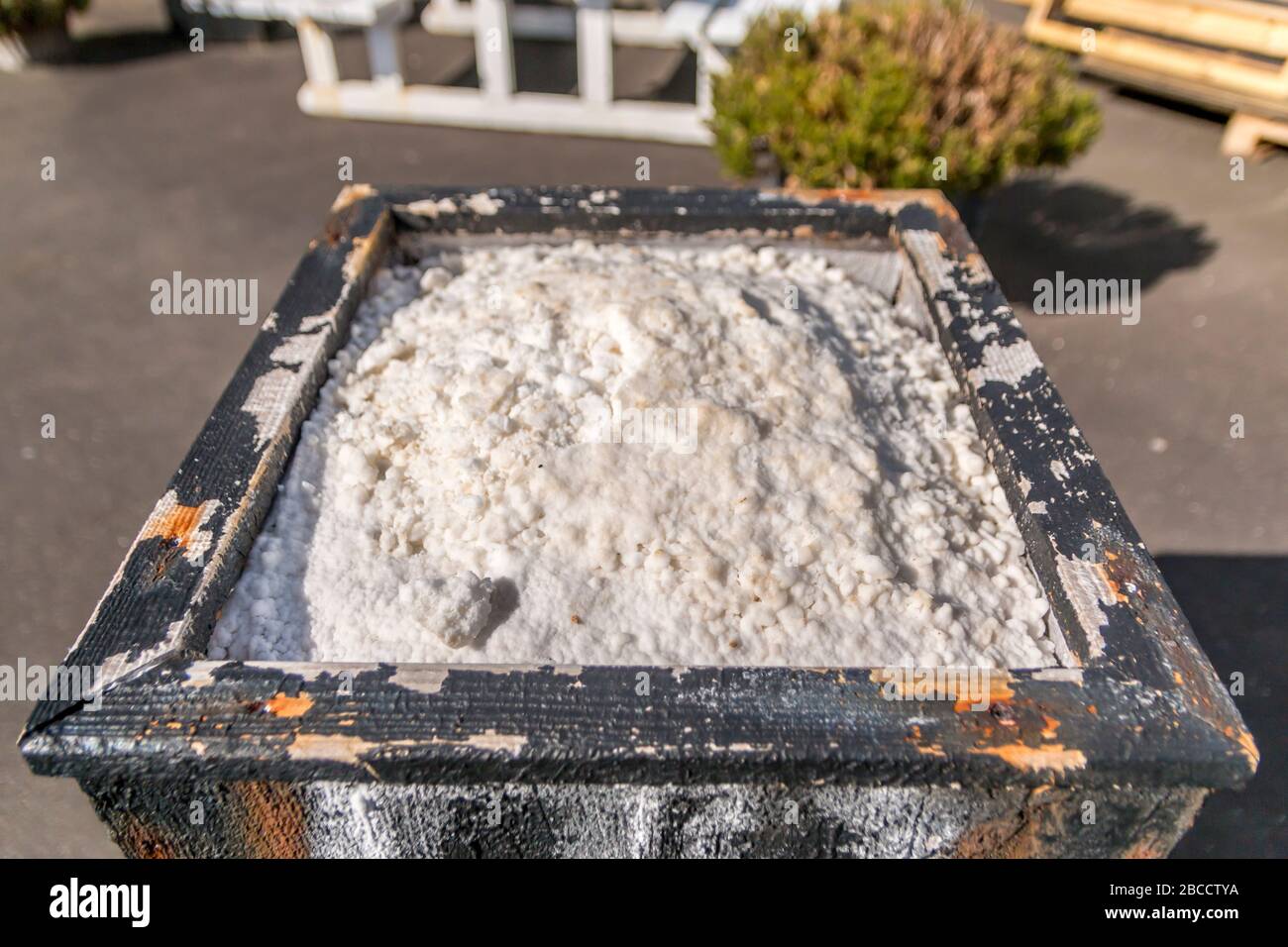 A large container of raw salt from mariager salt center Stock Photo - Alamy