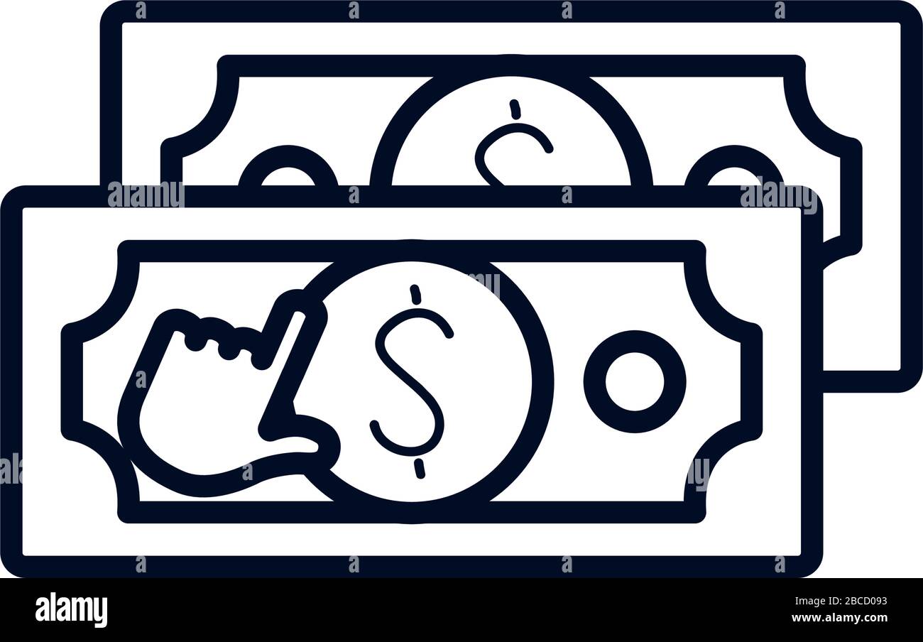 shopping online concept, money bills and hand cursor icon over white ...