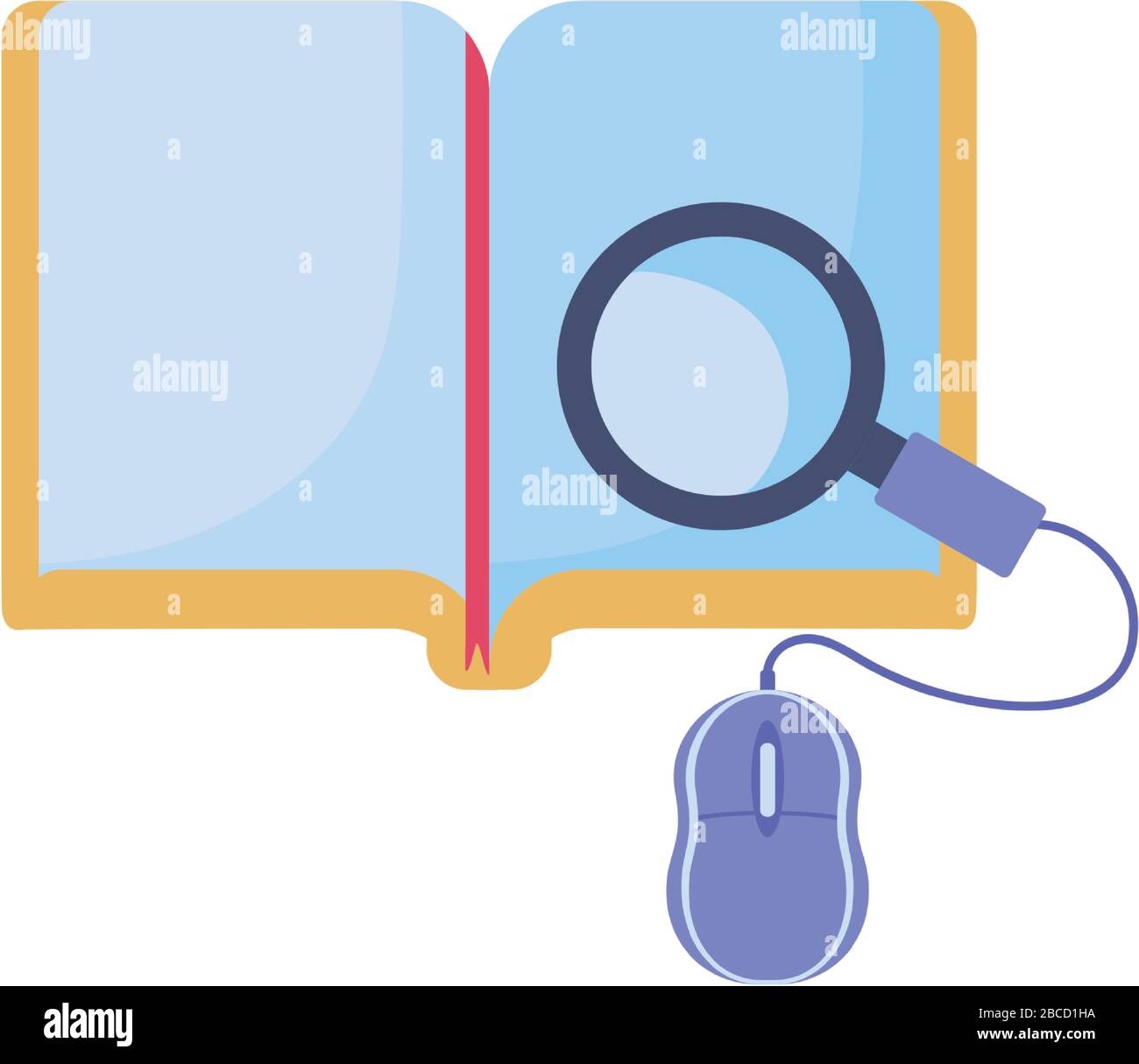 book and computer mouse, online education, training or learning vector ...