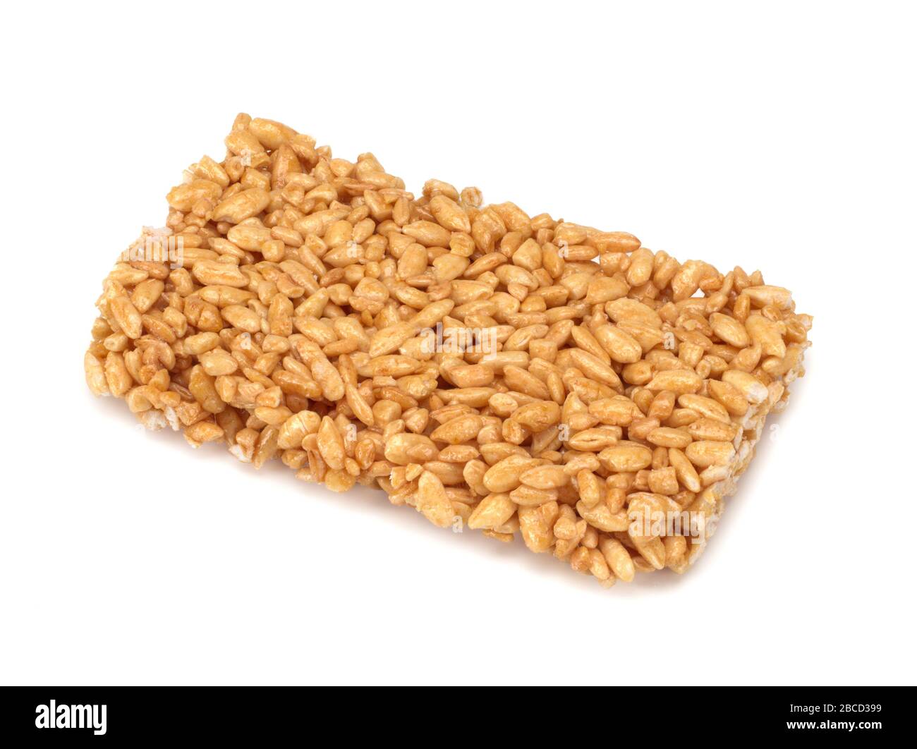 pressed sweet puffed rice on white background Stock Photo - Alamy