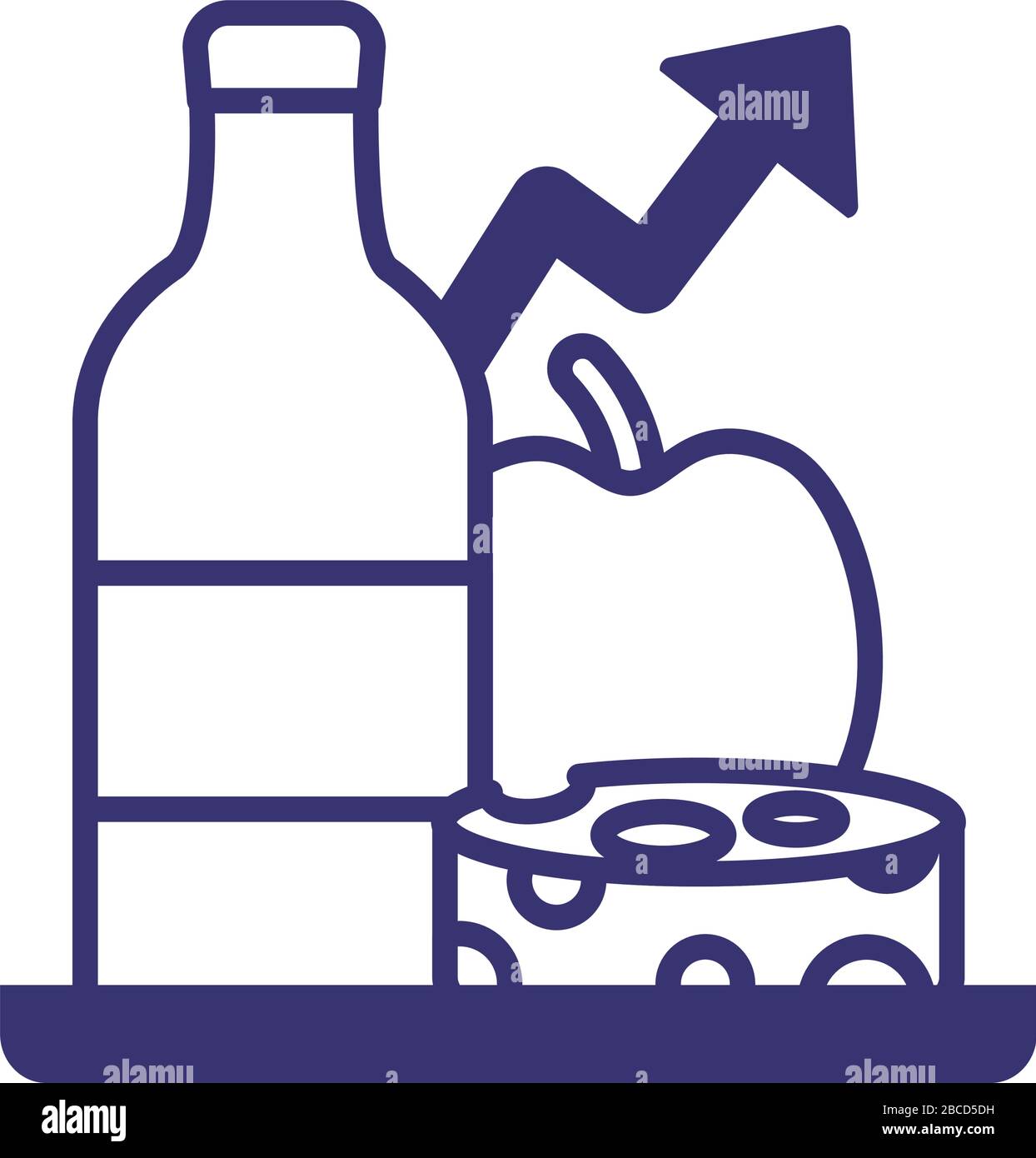 tray with food and arrow up infographic line style Stock Vector Image ...