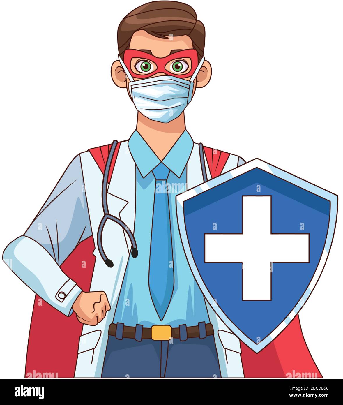 super doctor with shield and cloak vs covid19 Stock Vector Image & Art ...