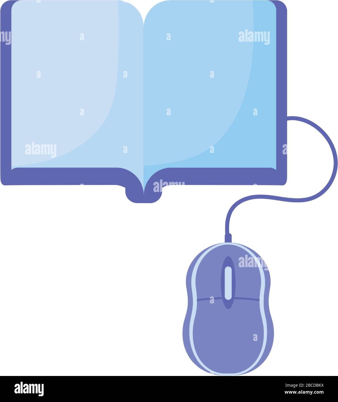 book and computer mouse, online education, training or learning vector ...
