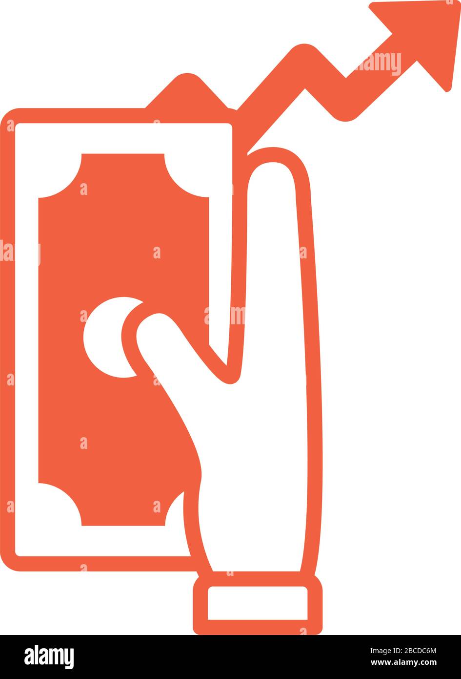 hand with bill arrow up infographic line style Stock Vector Image & Art ...