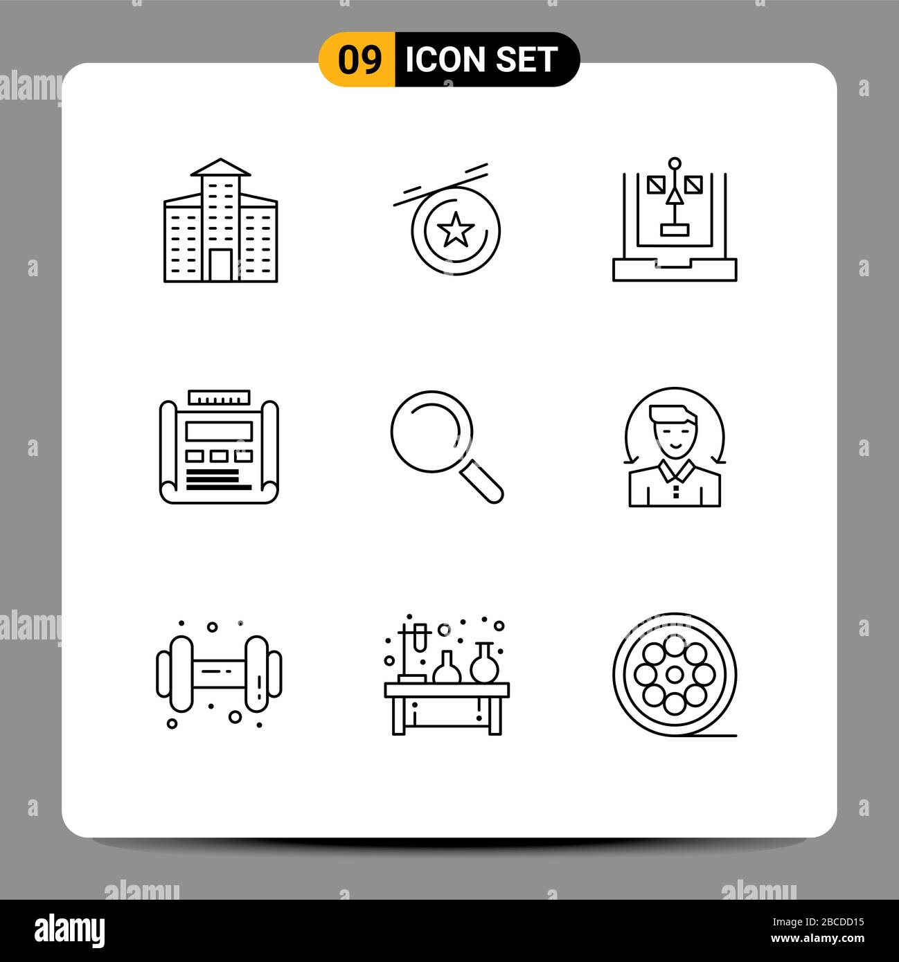 User Interface Pack of 9 Basic Outlines of view, find, flowchart ...