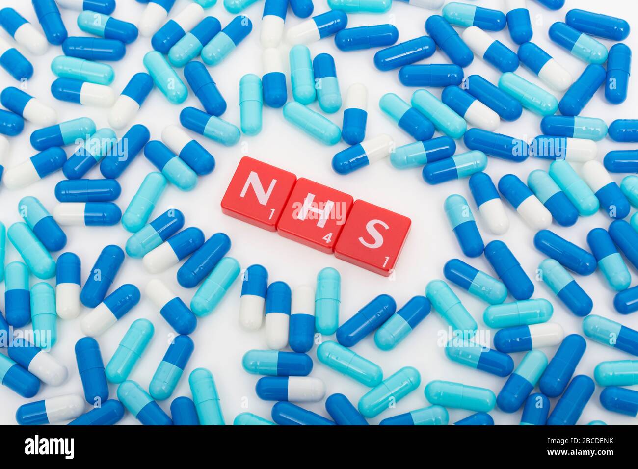 NHS letters tiles & assorted blue pills. For NHS 75th birthday, NHS ...