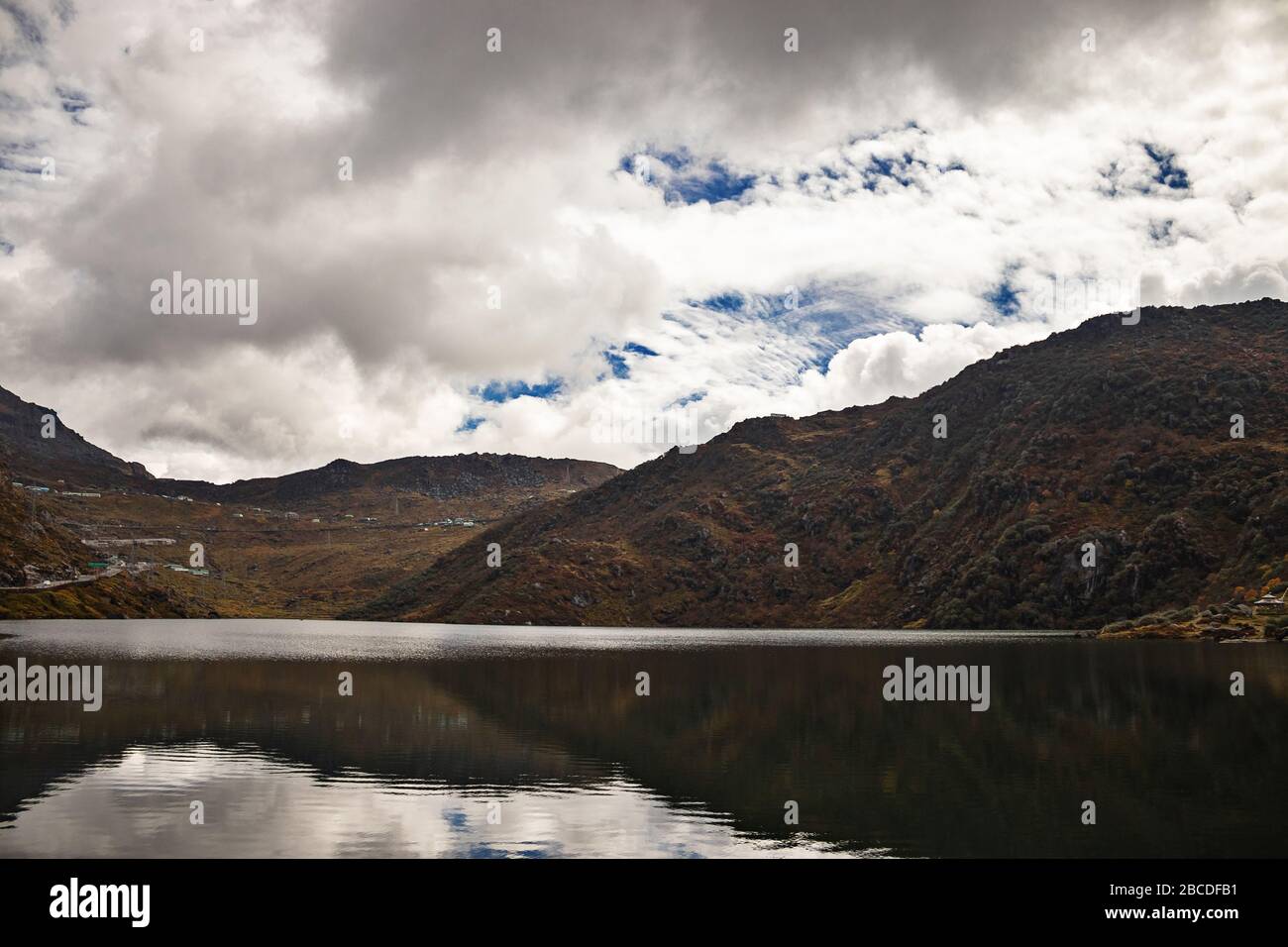 Tsomgo Lake, also called Changu Lake surrounded by stony hills and ...