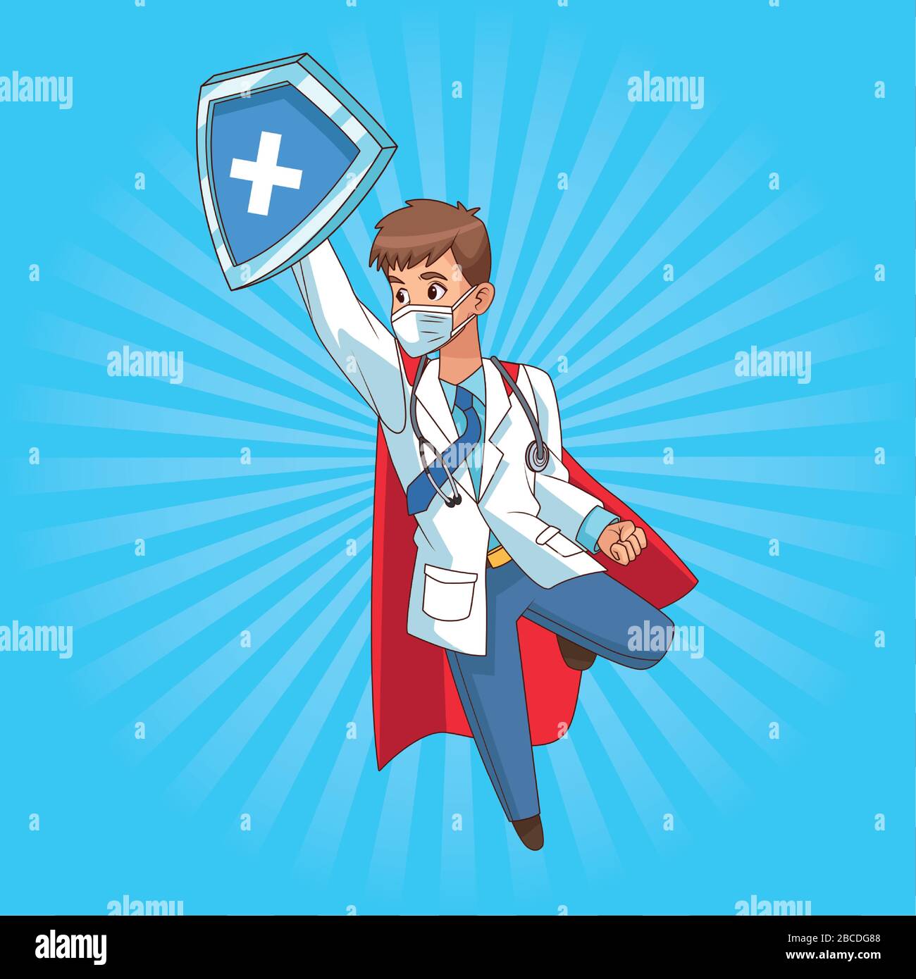 super doctor flying with shield Stock Vector Image & Art - Alamy