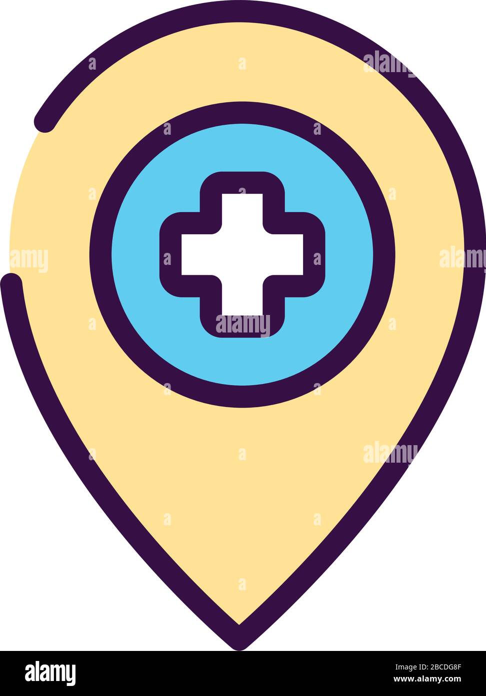 healthcare concept, location pin with medicine cross icon over white ...