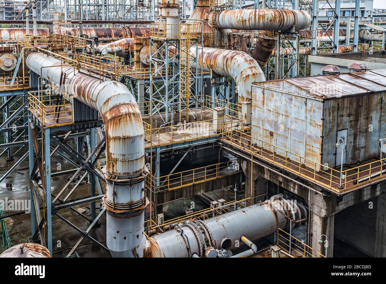 scene and details of an abandoned steel furnace building Stock Photo ...