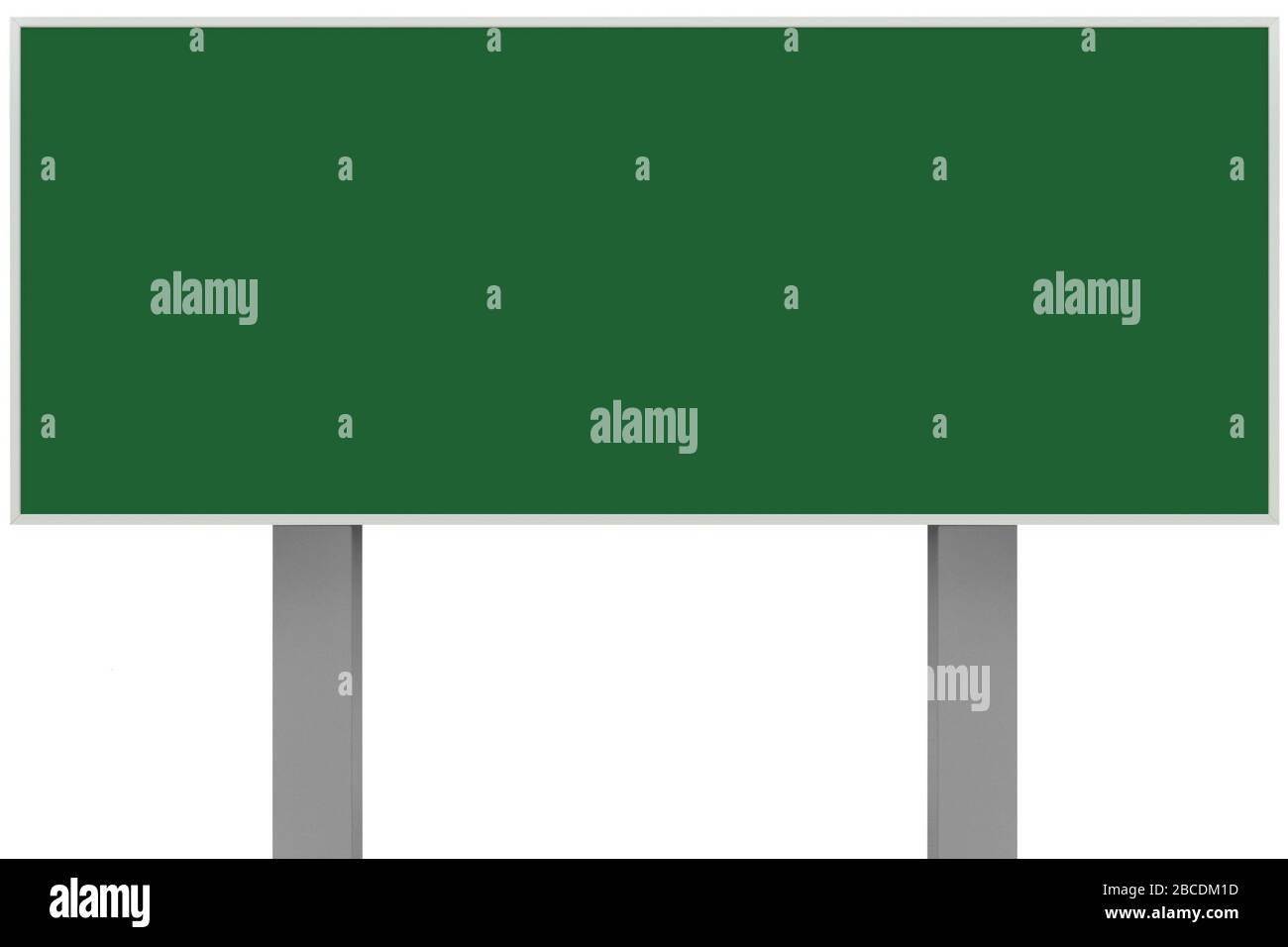 Green metal ad sign board signage, isolated blank empty roadside ...