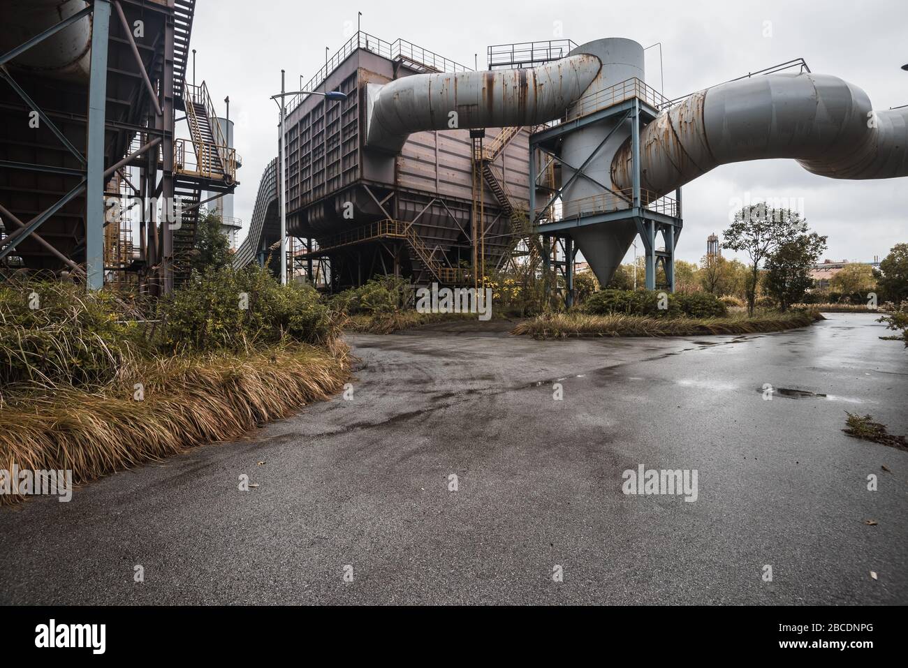 scene and details of an abandoned steel furnace building Stock Photo ...