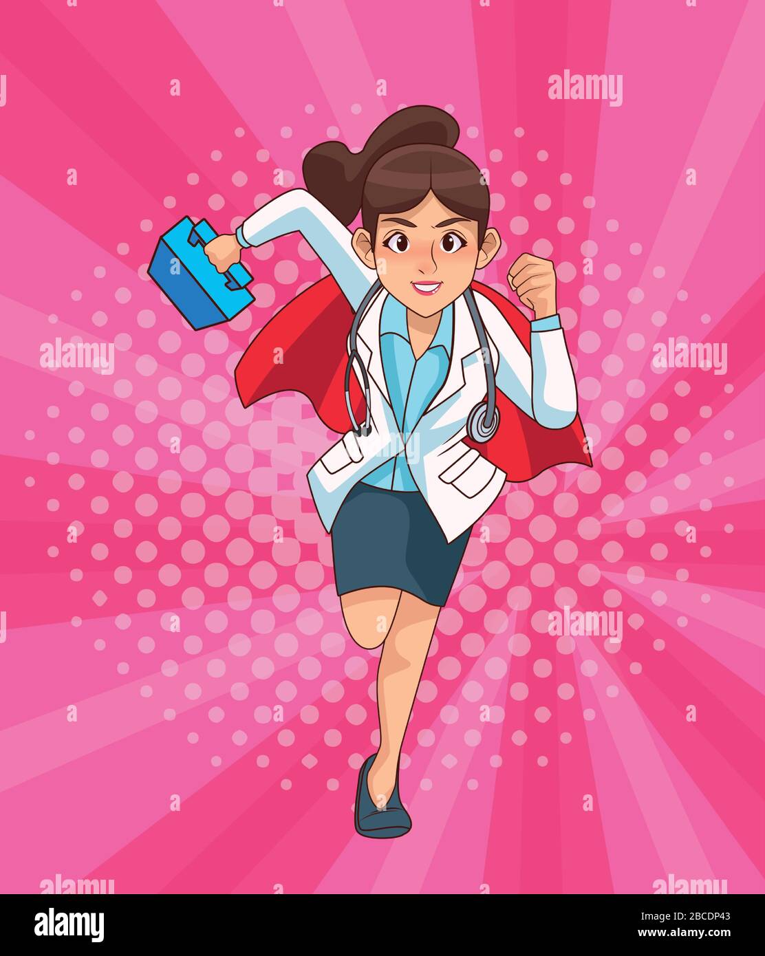 super female doctor runing with medical kit Stock Vector Image & Art ...