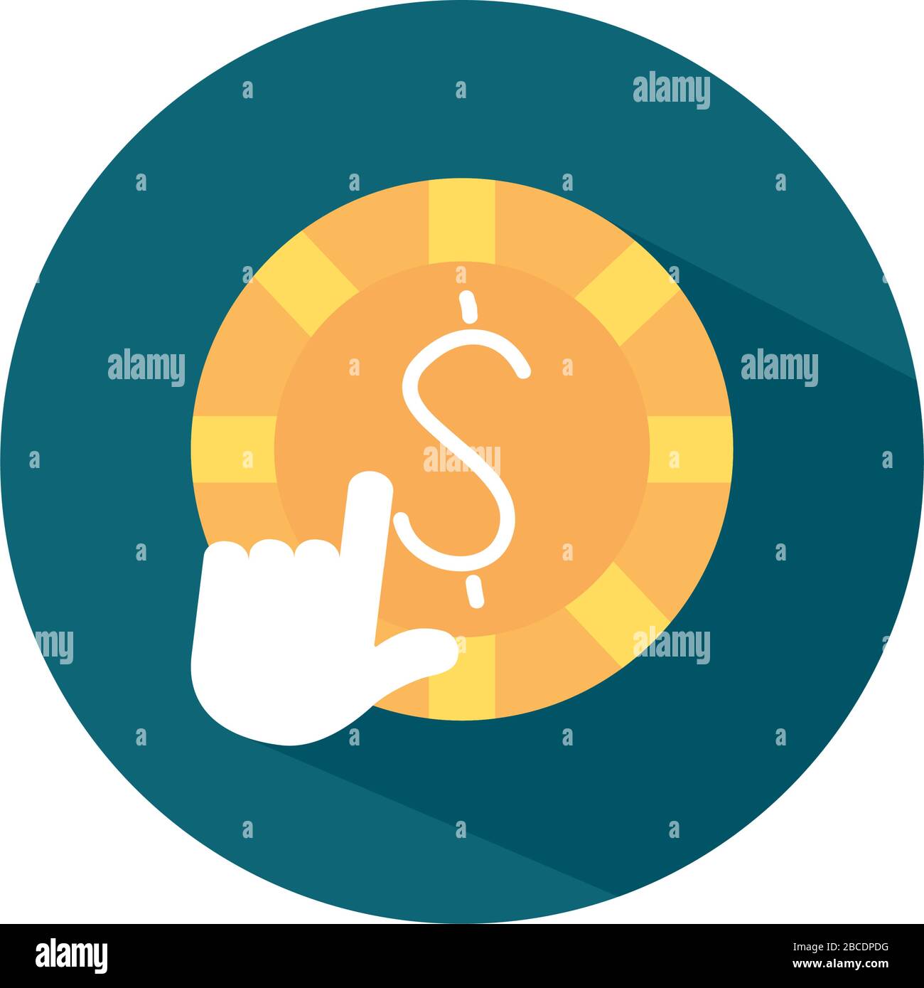 shopping online concept, money coin with hand cursor icon over white ...