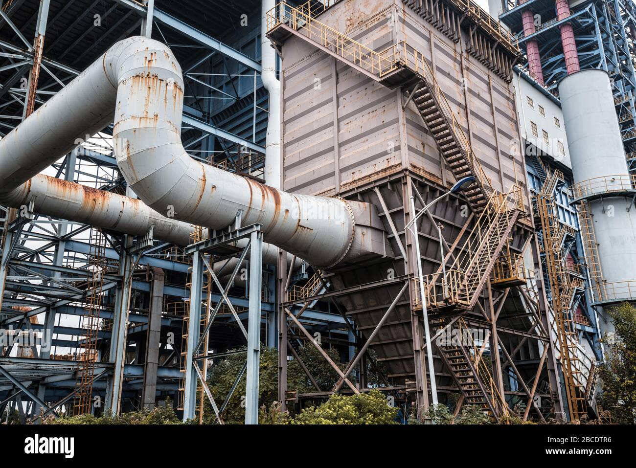 scene and details of an abandoned steel furnace building Stock Photo ...