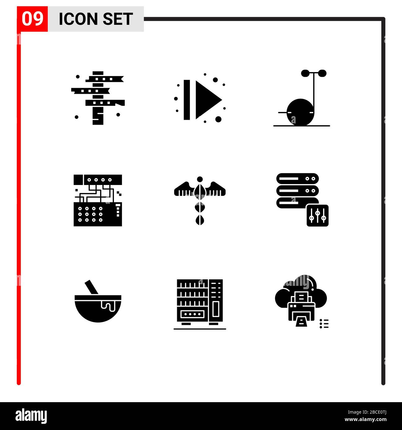 Set of 9 Modern UI Icons Symbols Signs for medical, module, right ...