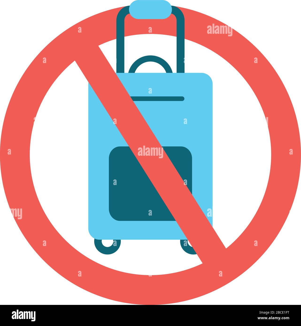 stop covid19 concept, forbidden sign to travel over white background ...