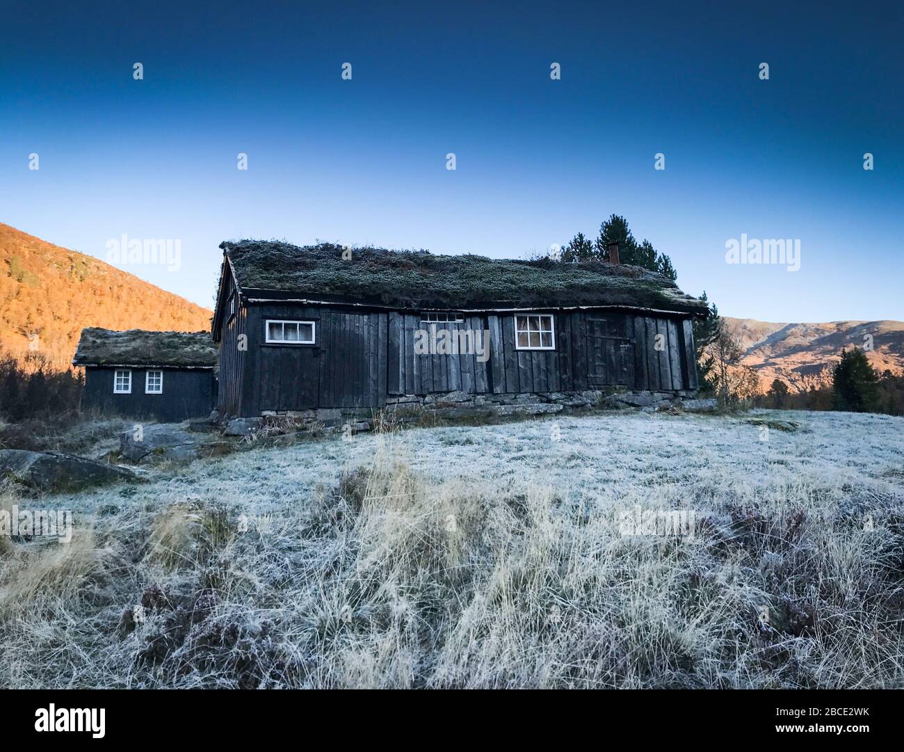Old rural house with turf roof Stock Photo - Alamy