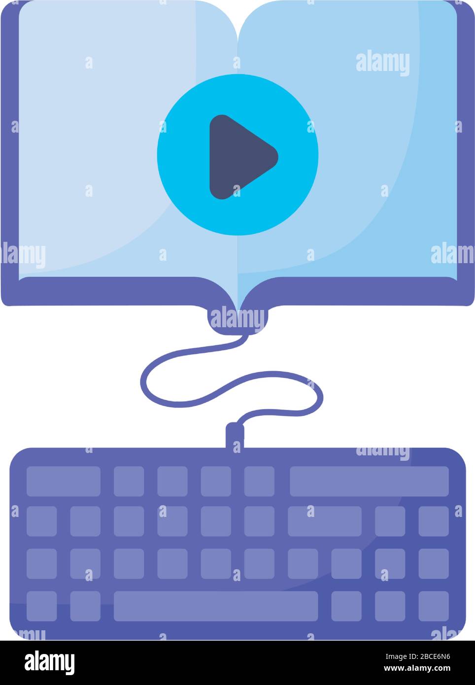 computer keyboard with book on white background vector illustration ...