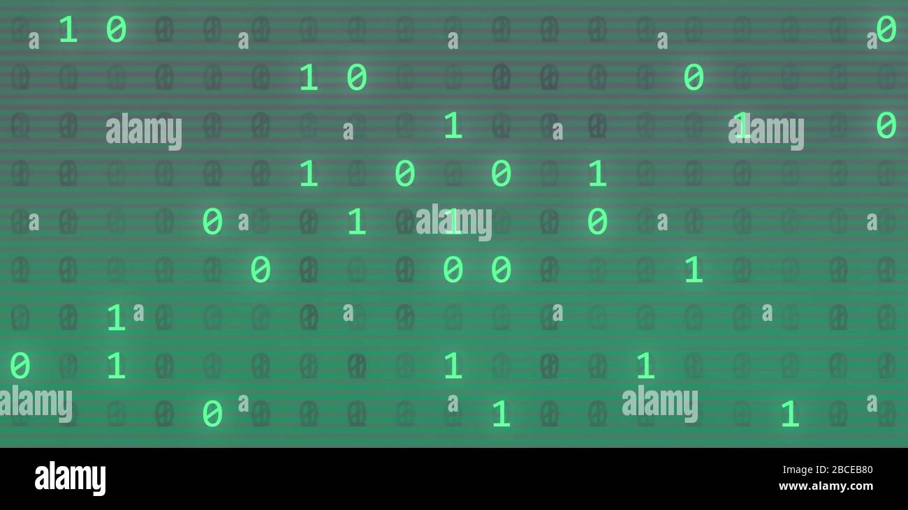 close up of green binary code background texture 3d render illustration ...