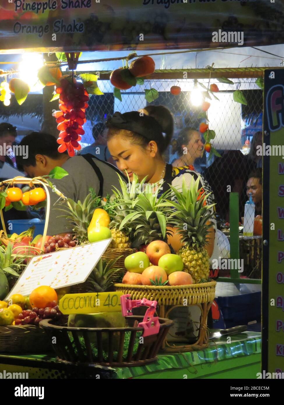 Thai fruits. Fruit market. Traditional stalls of colourful fruit ...