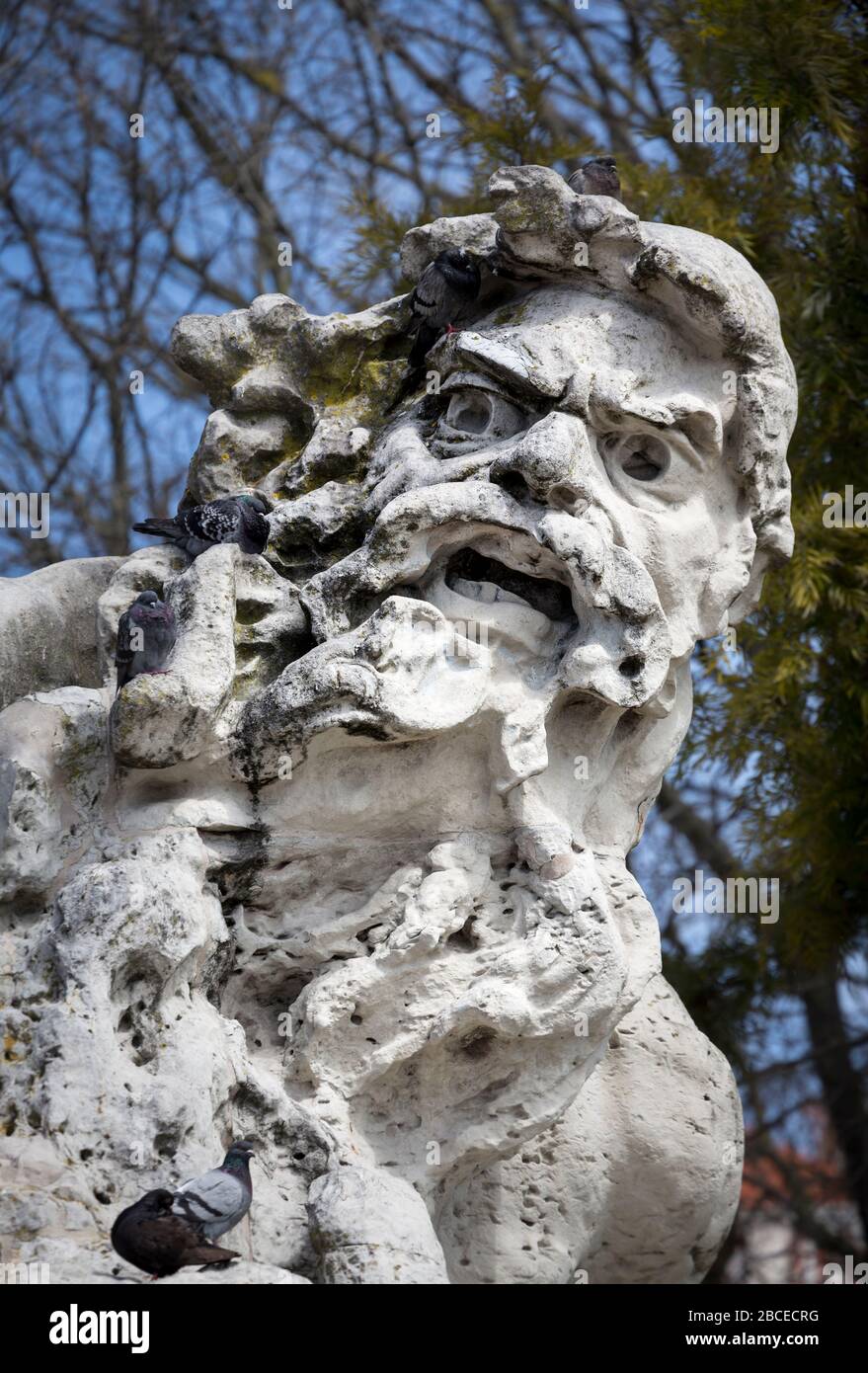Public sculpture of a bearded man in Lisbon Stock Photo - Alamy