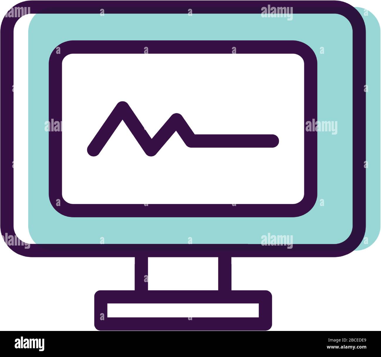 cardio monitor icon over white background, line color style, vector ...