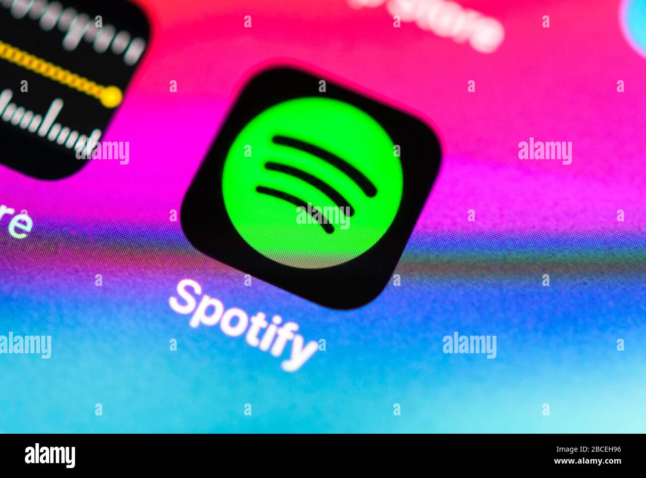 Spotify App, music streaming service, app icon, display on one screen ...