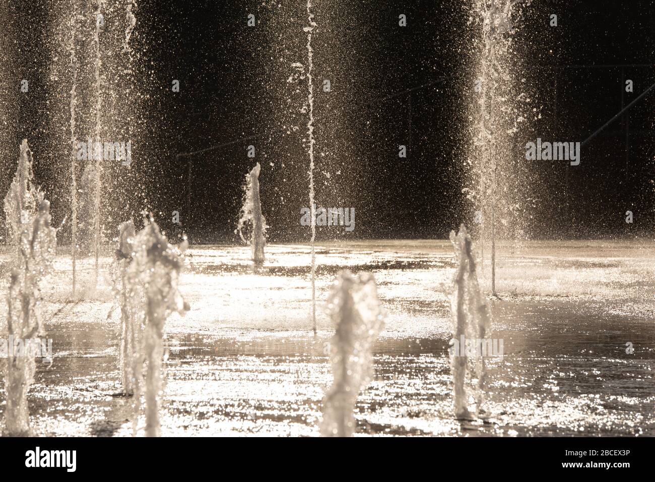 Fountains, Greengate Square, Manchester Stock Photo - Alamy