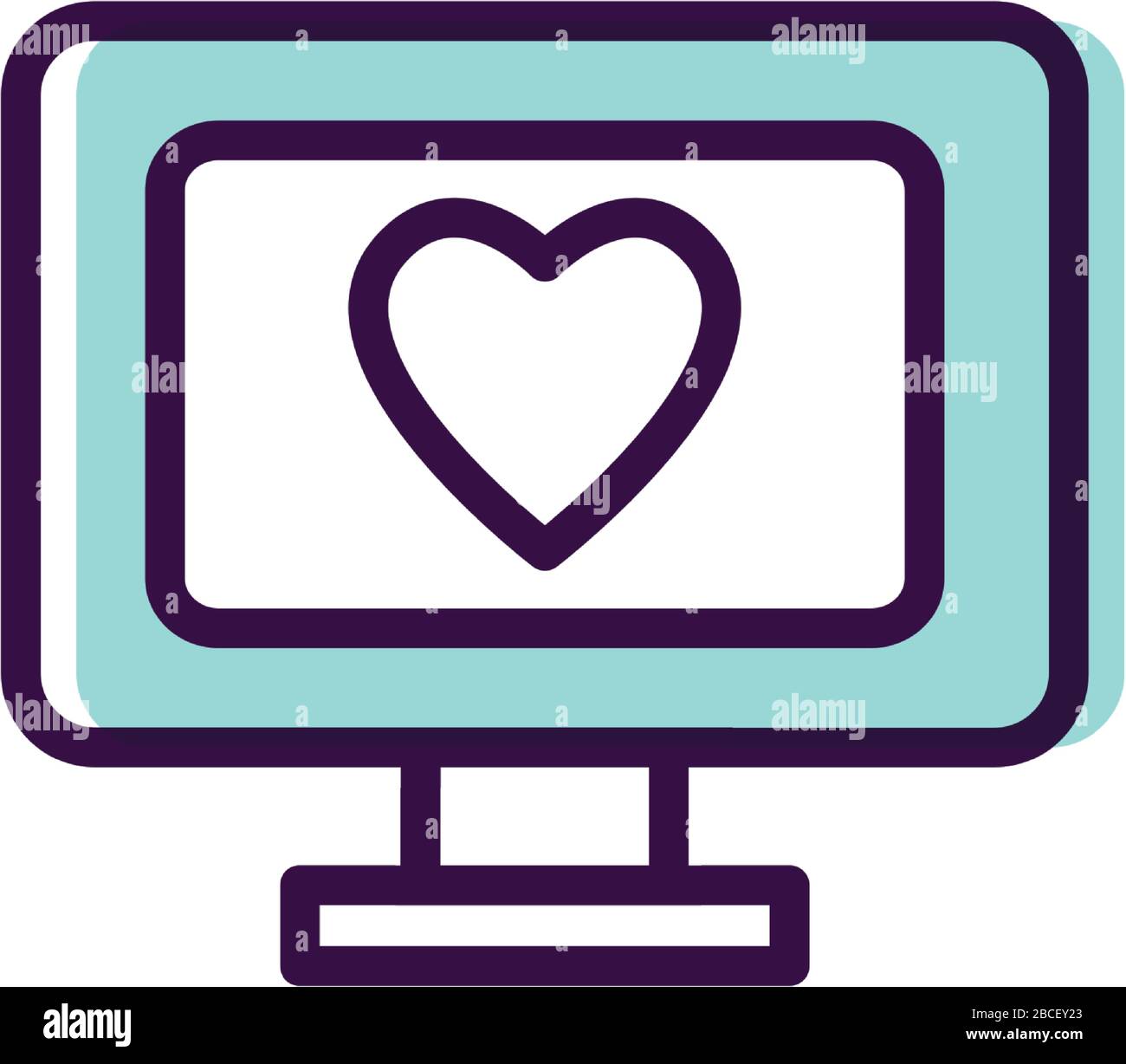 healthcare concept, heart monitor icon over white background, line ...