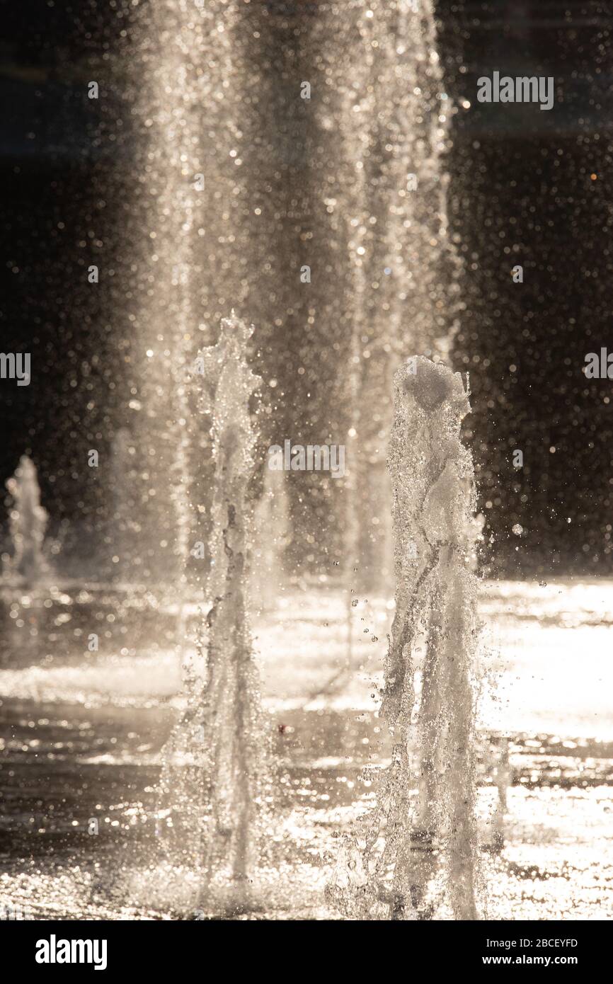 Fountains, Greengate Square, Manchester Stock Photo - Alamy