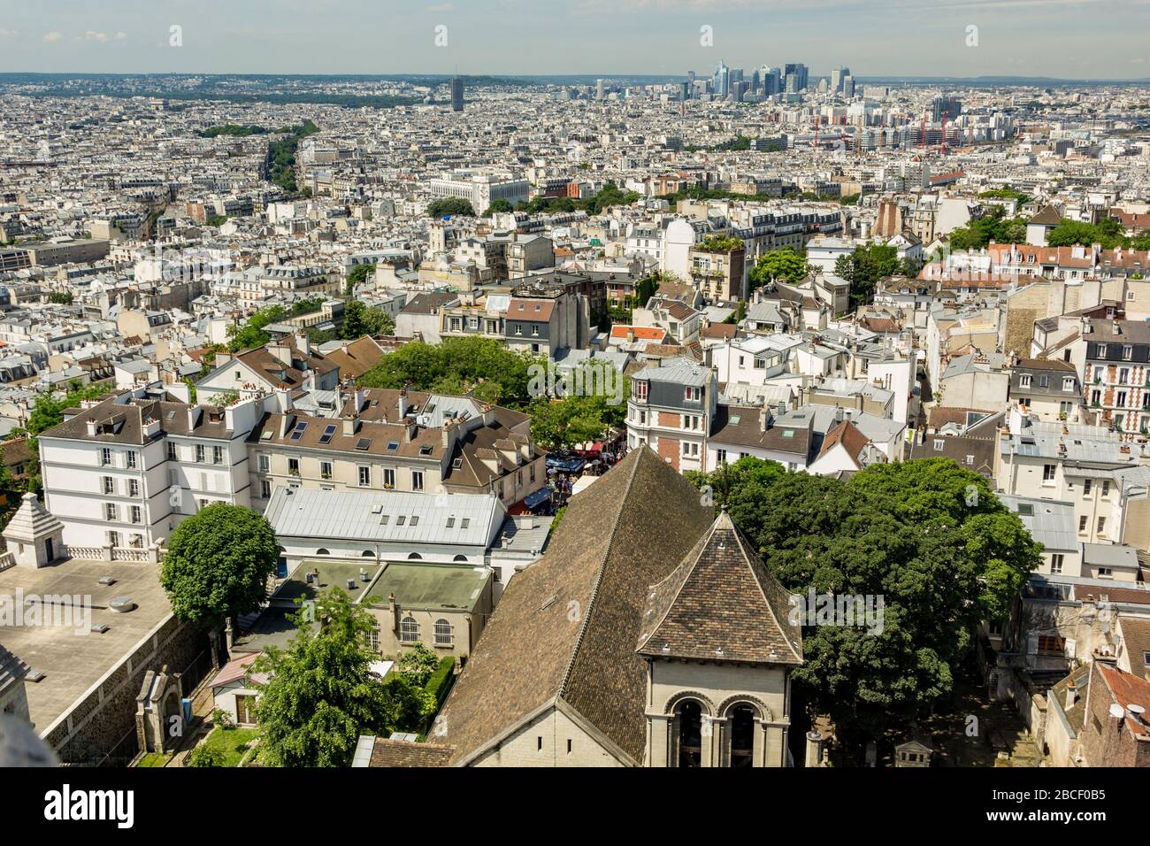 PARIS, FRANCE - JUNE 23, 2016: Aerial view of church of Saint Pierre de ...