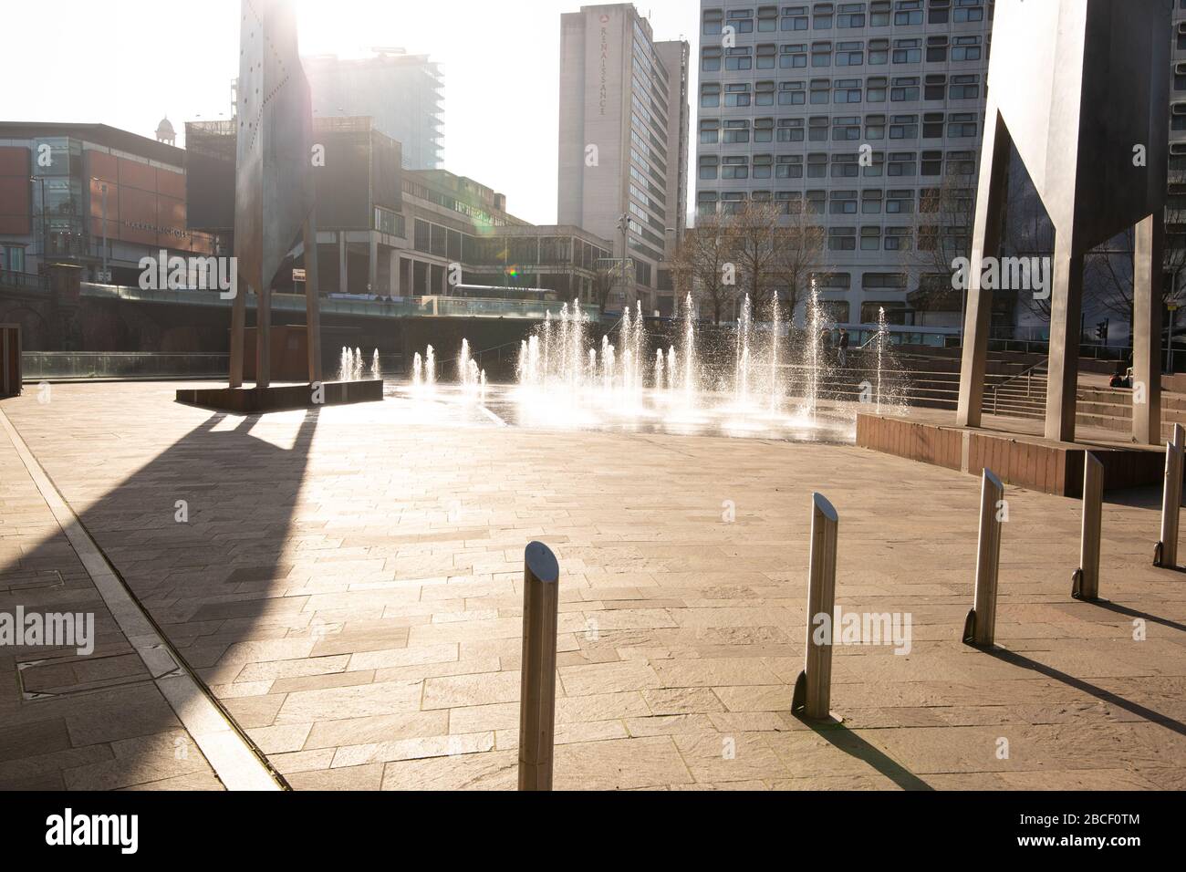 Fountains, Greengate Square, Manchester Stock Photo - Alamy